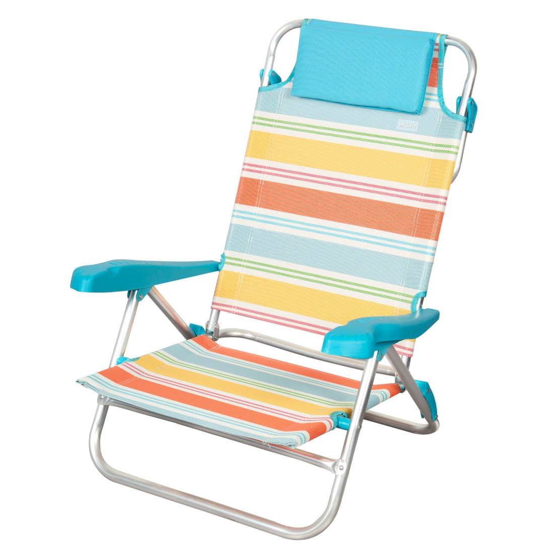 Silla playa plegable rayas multicolor reclinable 7 posiciones y cojín